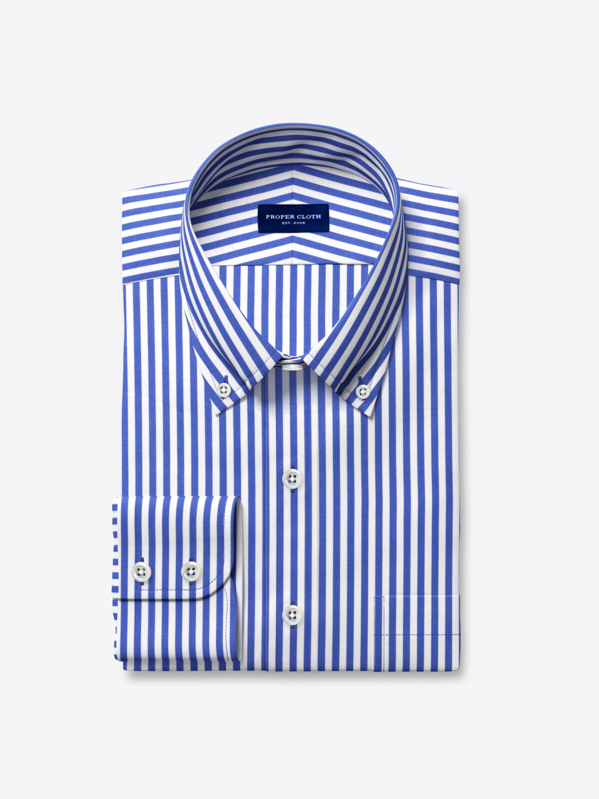 Stanton Royal Blue Bengal Stripe 120s Broadcloth Tailor Made Shirt ...