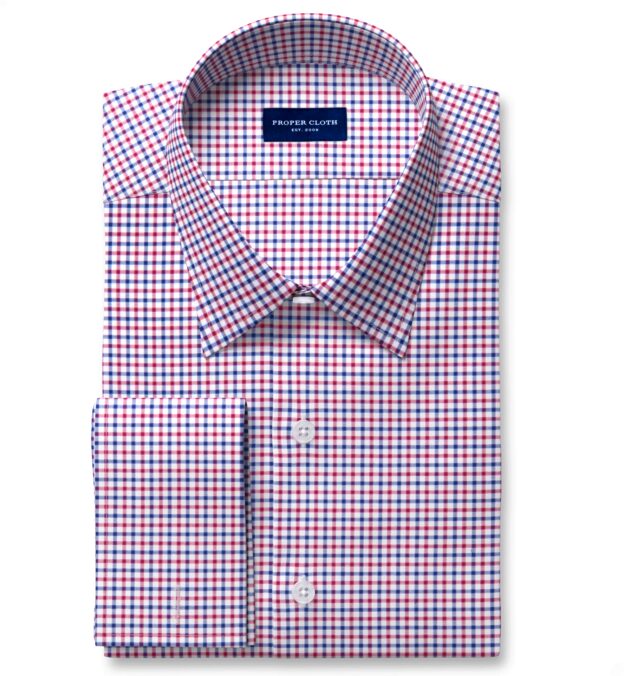 William Red and Blue Tattersall Custom Made Shirt Shirt by Proper Cloth