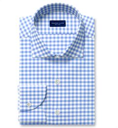 Reda Light Blue Gingham Merino Wool Shirts by Proper Cloth