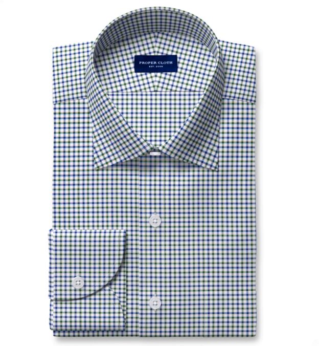 William Green and Blue Tattersall Men's Dress Shirt Shirt by Proper Cloth