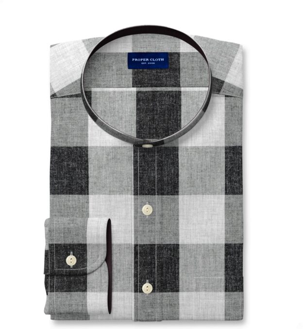 Japanese Grey Melange Large Gingham Custom Made Shirt Shirt by Proper Cloth