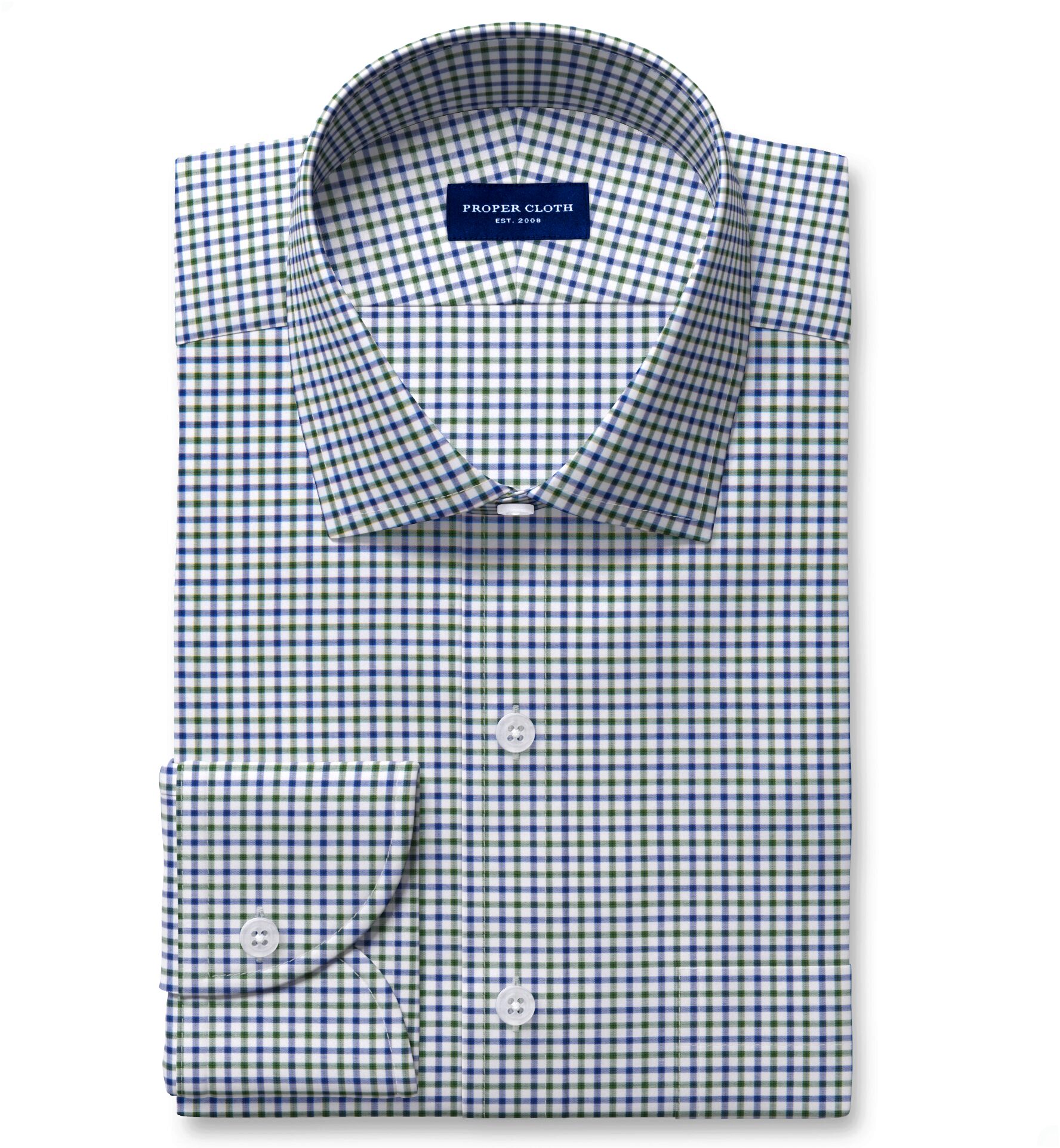 Charles Green and Blue Tattersall Men's Dress Shirt by Proper Cloth
