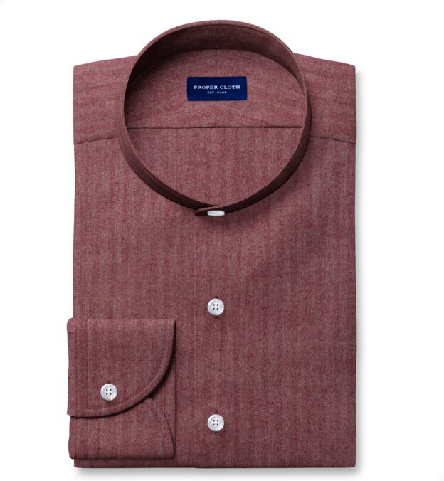 Ludlow Berry Melange Brushed Herringbone Shirts by Proper Cloth