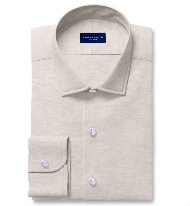 Faded Sand Cotton and Linen Blend Dress Shirt Shirt by Proper Cloth