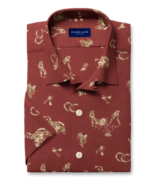 Rust Rodeo Print Cotton and Linen Shirts by Proper Cloth