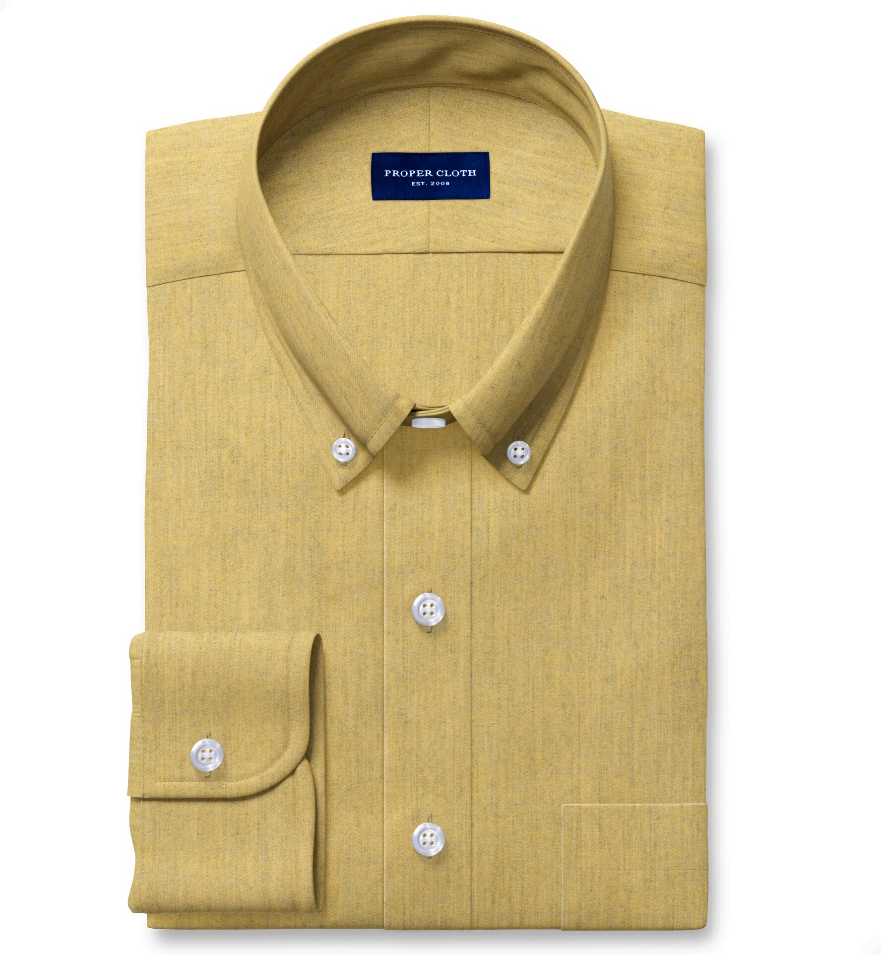 Turmeric Melange Cotton and Wool Blend Flannel Tailor Made Shirt by ...
