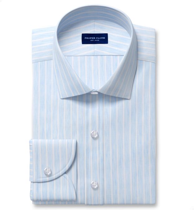 Light Blue Reverse Stripe Linen Custom Dress Shirt Shirt by Proper Cloth