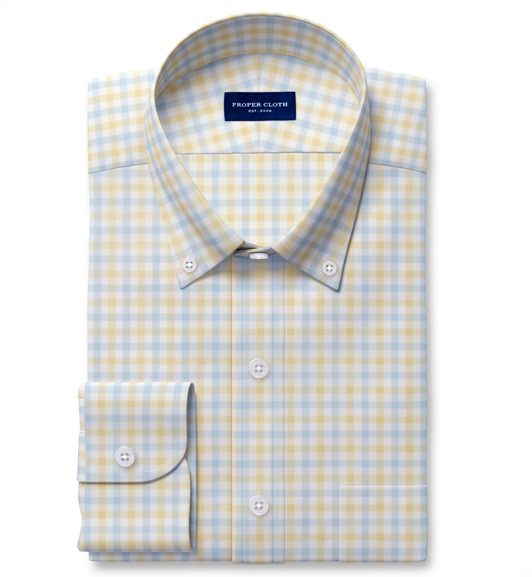 Thomas Mason Yellow and Light Blue Multi Gingham Men's Dress Shirt by ...
