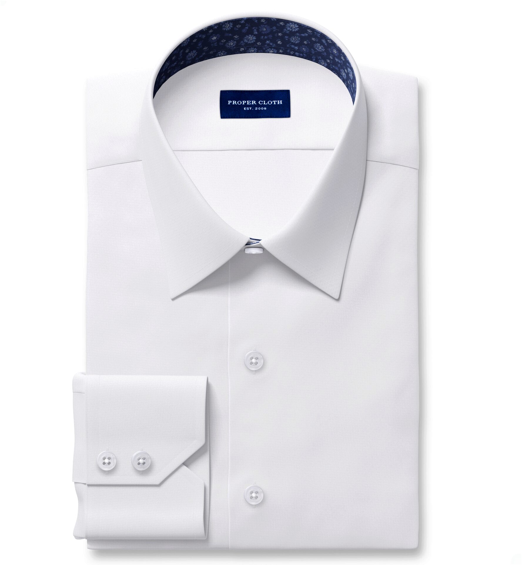 White Wrinkle-Resistant Diagonal Jacquard Dress Shirt by Proper Cloth