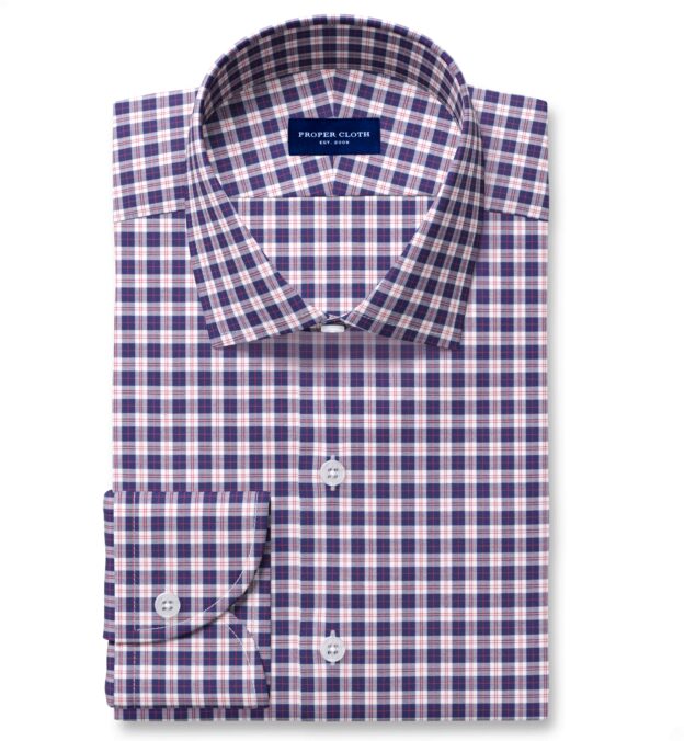 Thomas Mason Navy and Red Multi Check Twill Shirts by Proper Cloth