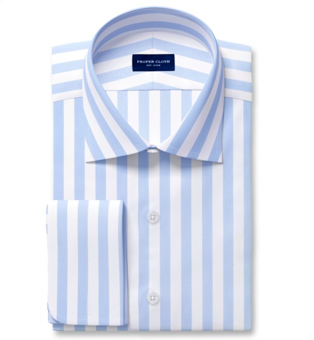 Stanton 120s Light Blue Wide Stripe Custom Dress Shirt Shirt by Proper ...