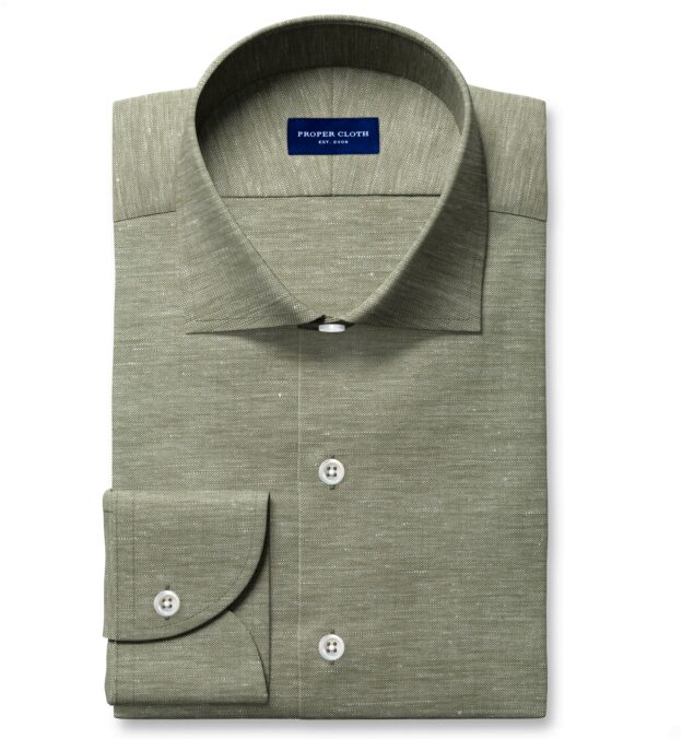 Portuguese Sage Cotton and Hemp Oxford Cloth Custom Dress Shirt Shirt ...