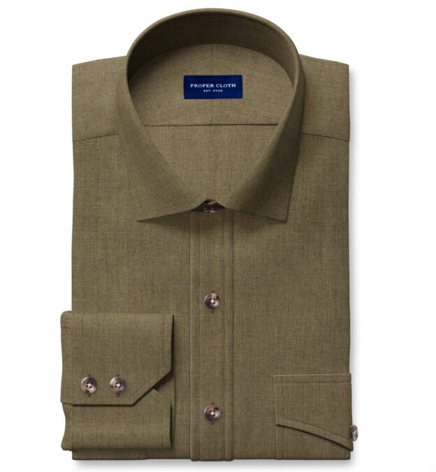 Baird McNutt Olive Irish Linen Tailor Made Shirt Shirt by Proper Cloth