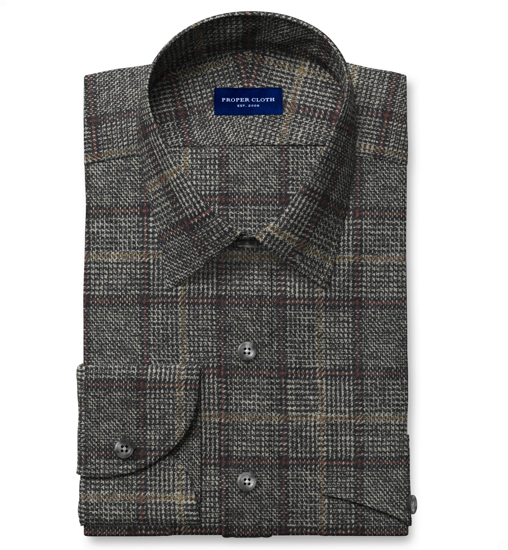 Japanese Charcoal and Hazelnut Low Twist Glen Plaid Tailor Made Shirt ...