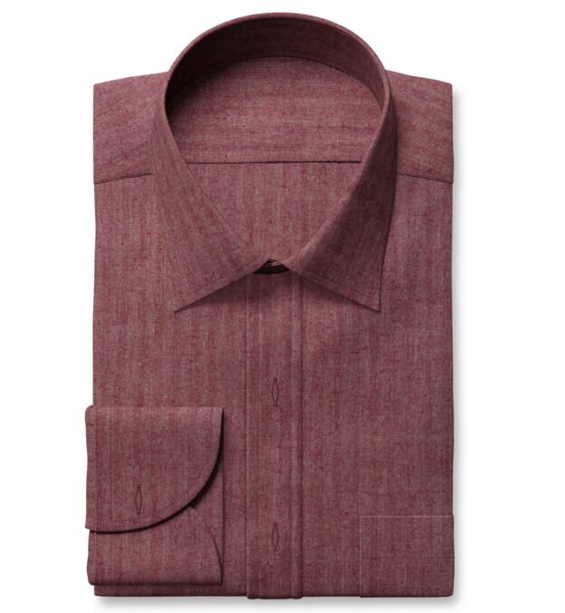 Ludlow Berry Melange Brushed Herringbone Fitted Shirt Shirt by Proper Cloth