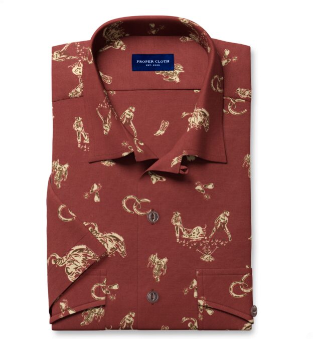 Rust Rodeo Print Cotton and Linen Shirts by Proper Cloth