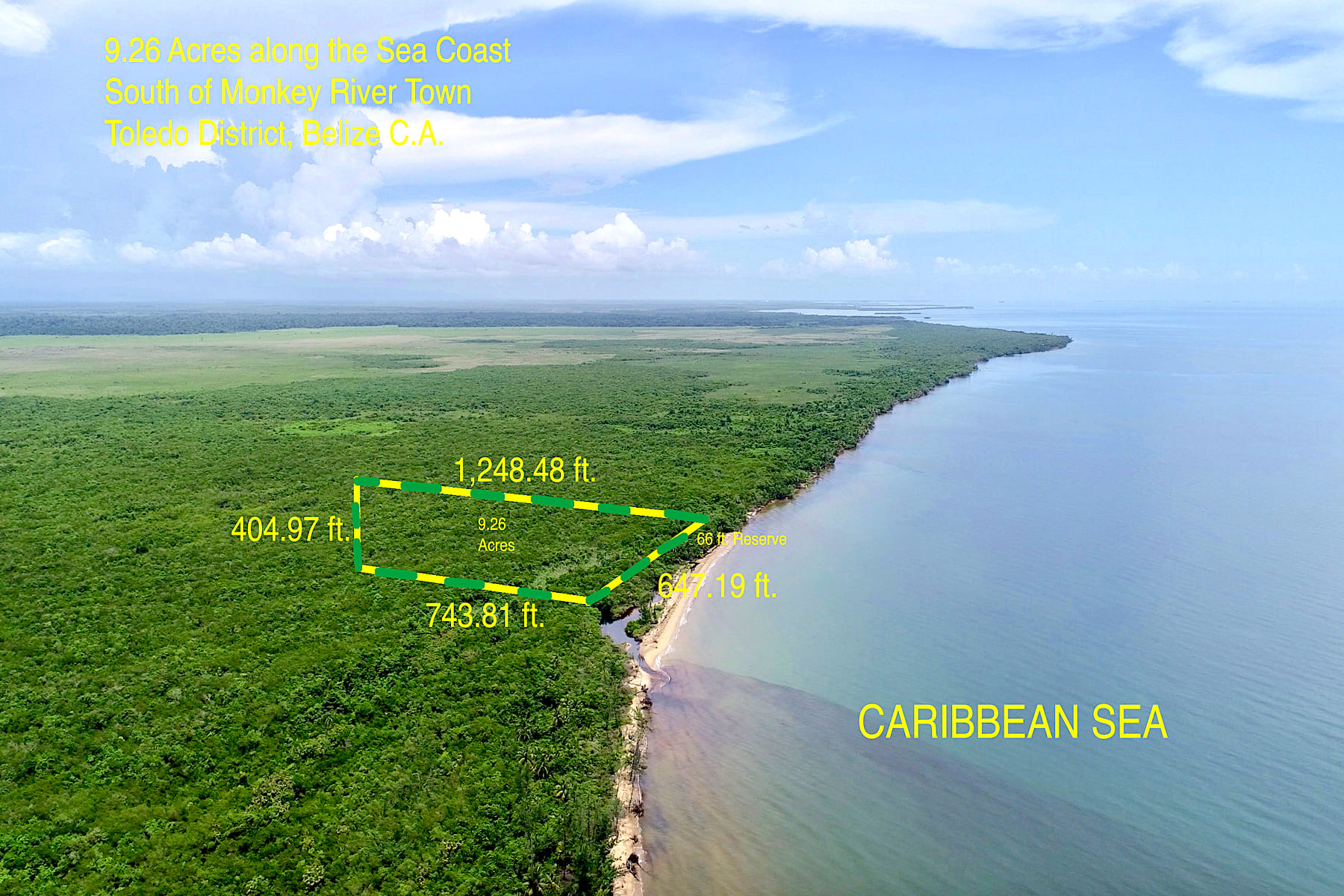 Beachfront - 9.26 Acres South of Monkey River • Vista Real Estate