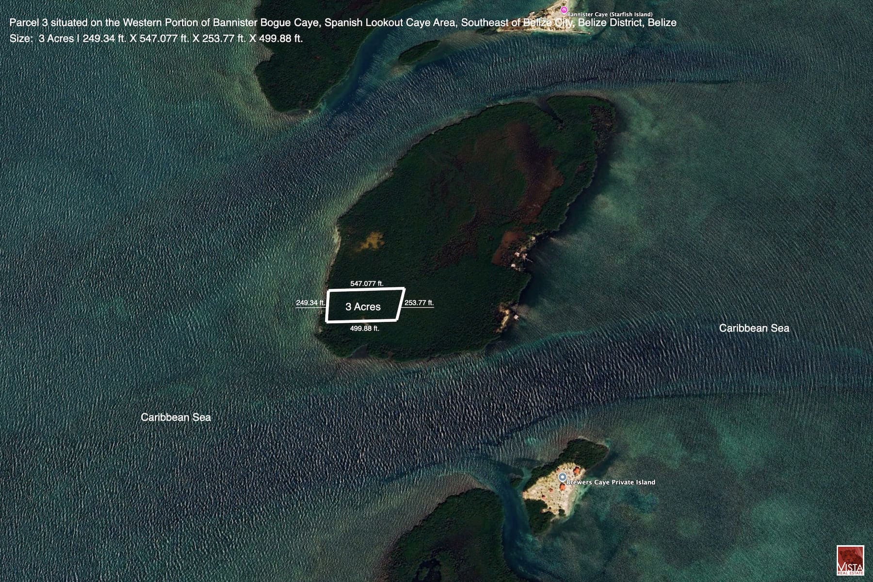 3-Acre Seafront Land at Bannister Bogue Caye, Southeast of Belize City ...