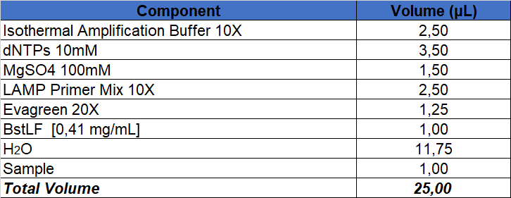 LAMP/RT-LAMP Reaction protocol