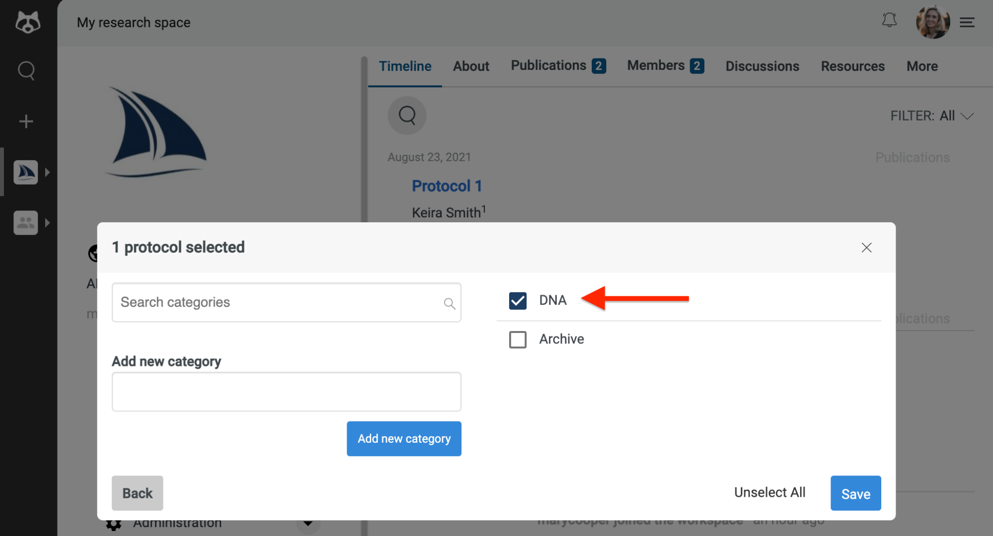 Create and assign categories to your workspace