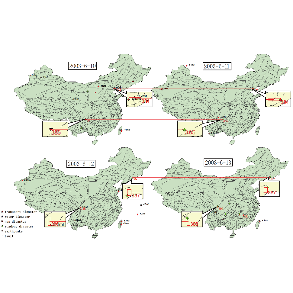 The Cluster Feature of Coalmine Disasters and Earthquakes in China