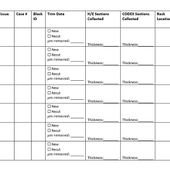 CODEX Microtomy Tracking Sheet
