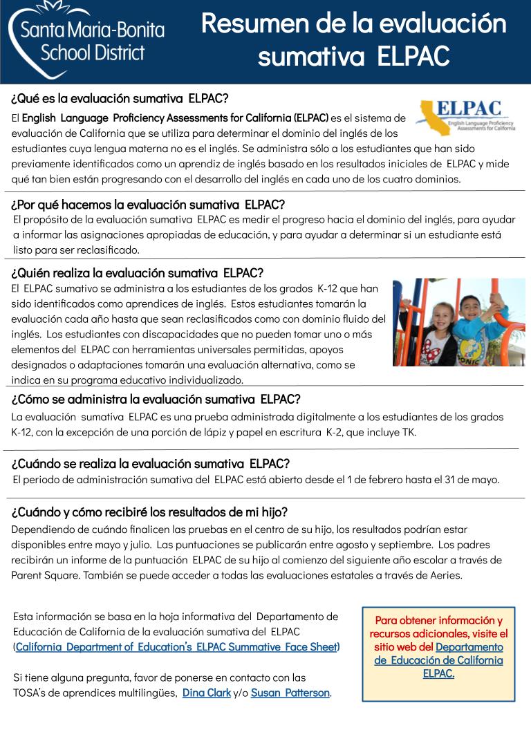 ELPAC Testing & Reclassification Information - Tunnell Elementary