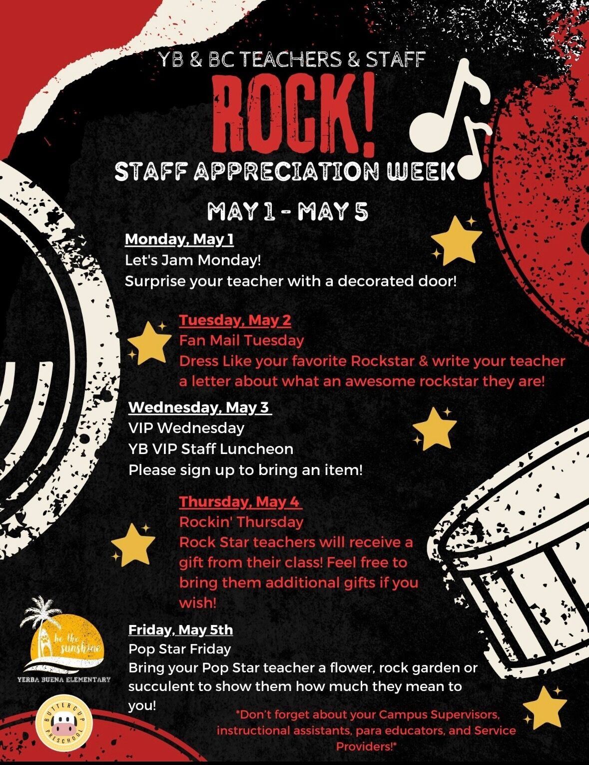 Staff Appreciation Week – Yerba Buena Elementary School PFA