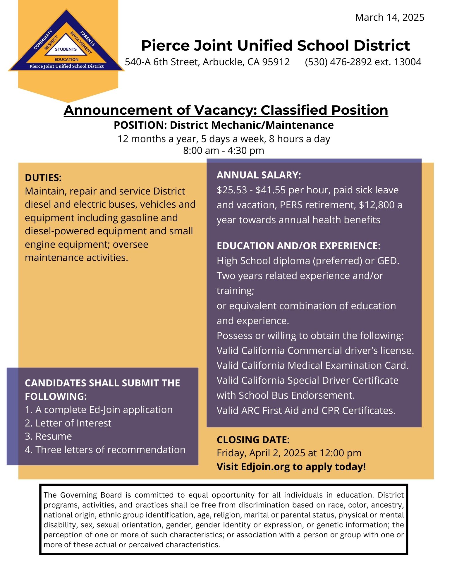 Pierce Joint Unified School District - Home