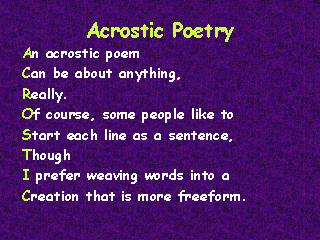 Poem contest AA Poetry Contest #16 - ACROSTIC - 10 Entries Only - All ...