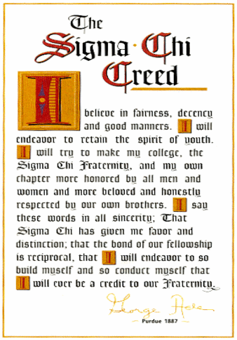 Sigma Chi – The Sigma Chi Creed by George Ade