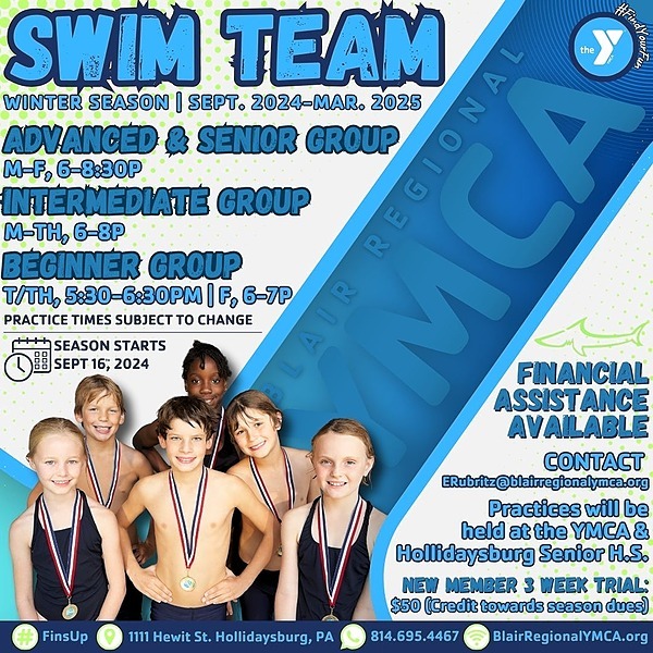 Winter 2025-2026 Swim Team 9/8/25- 3/31/26 – Blair Regional YMCA