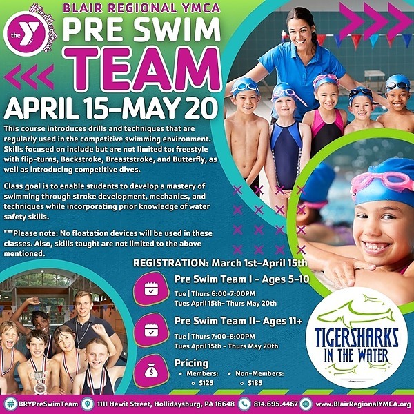 Pre-Swim Team Swim Lessons: Spring 2025 – Blair Regional YMCA