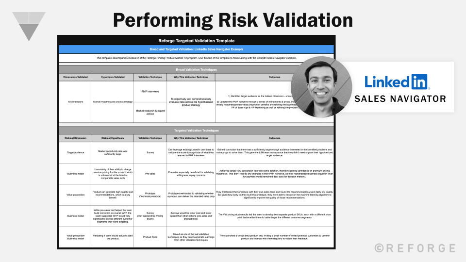 Validating Riskiest Hypotheses - Risk Validation Journey Case Study - Reforge