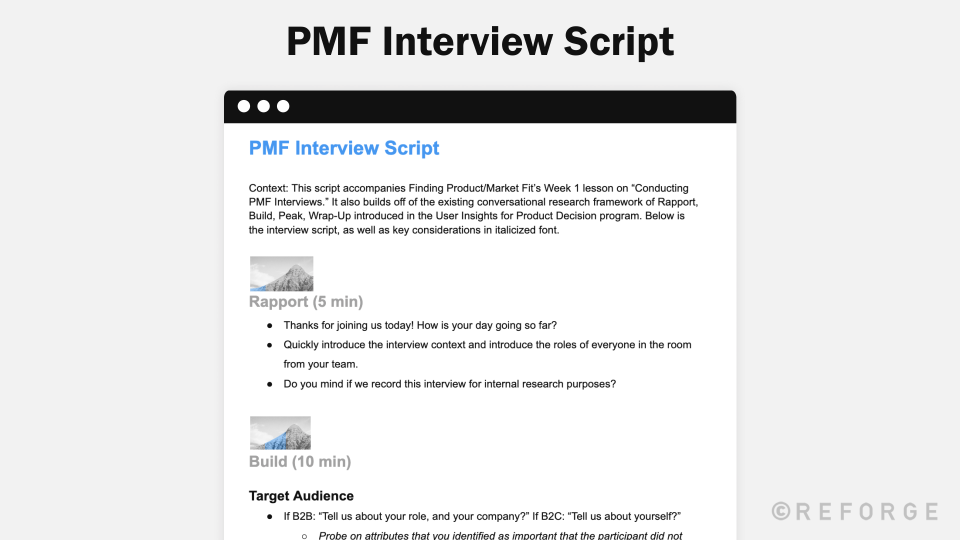 Templates - Reforge Leading Effective PMF Interviews Script - Reforge