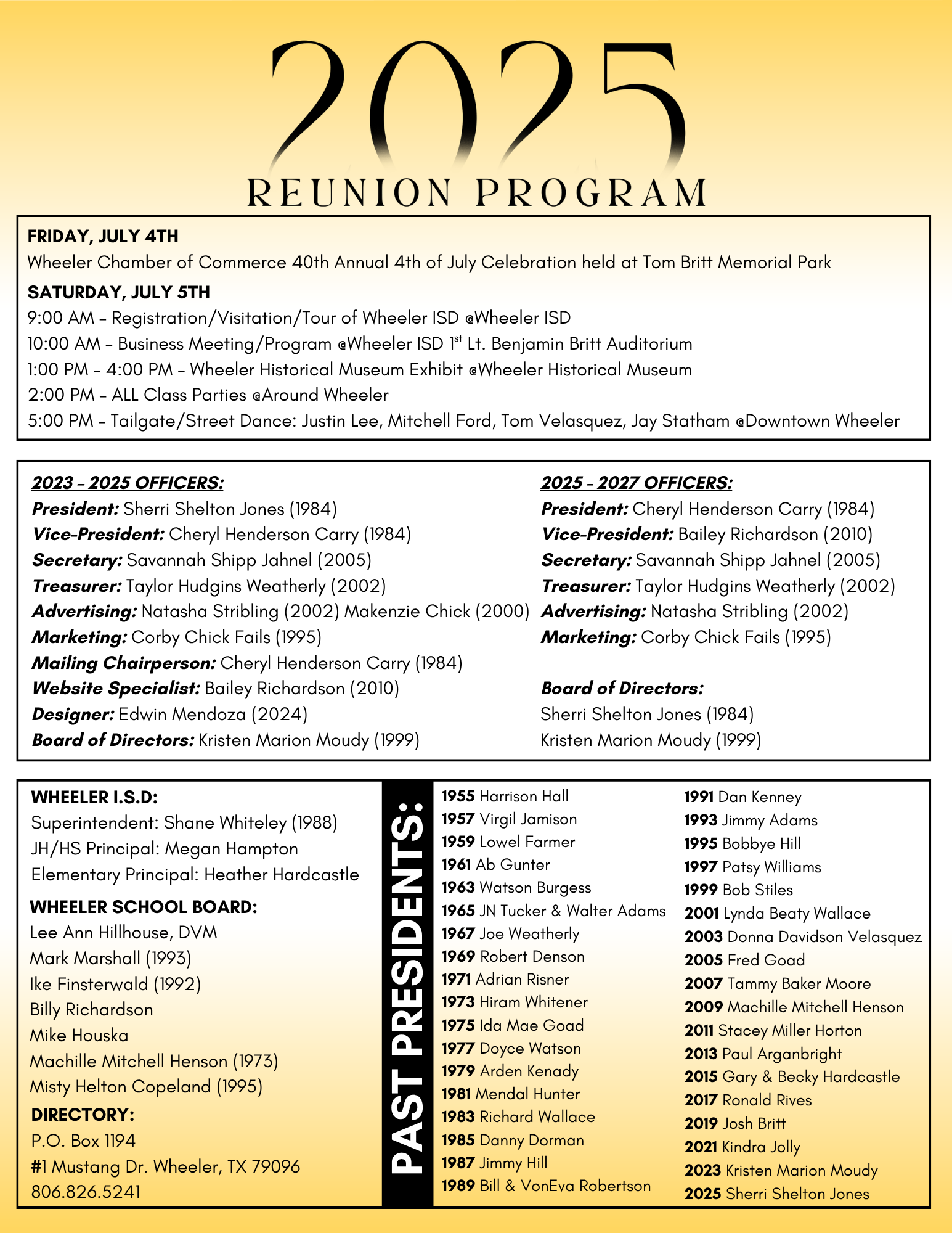 Reunion 2025 - Wheeler Mustangs Alumni