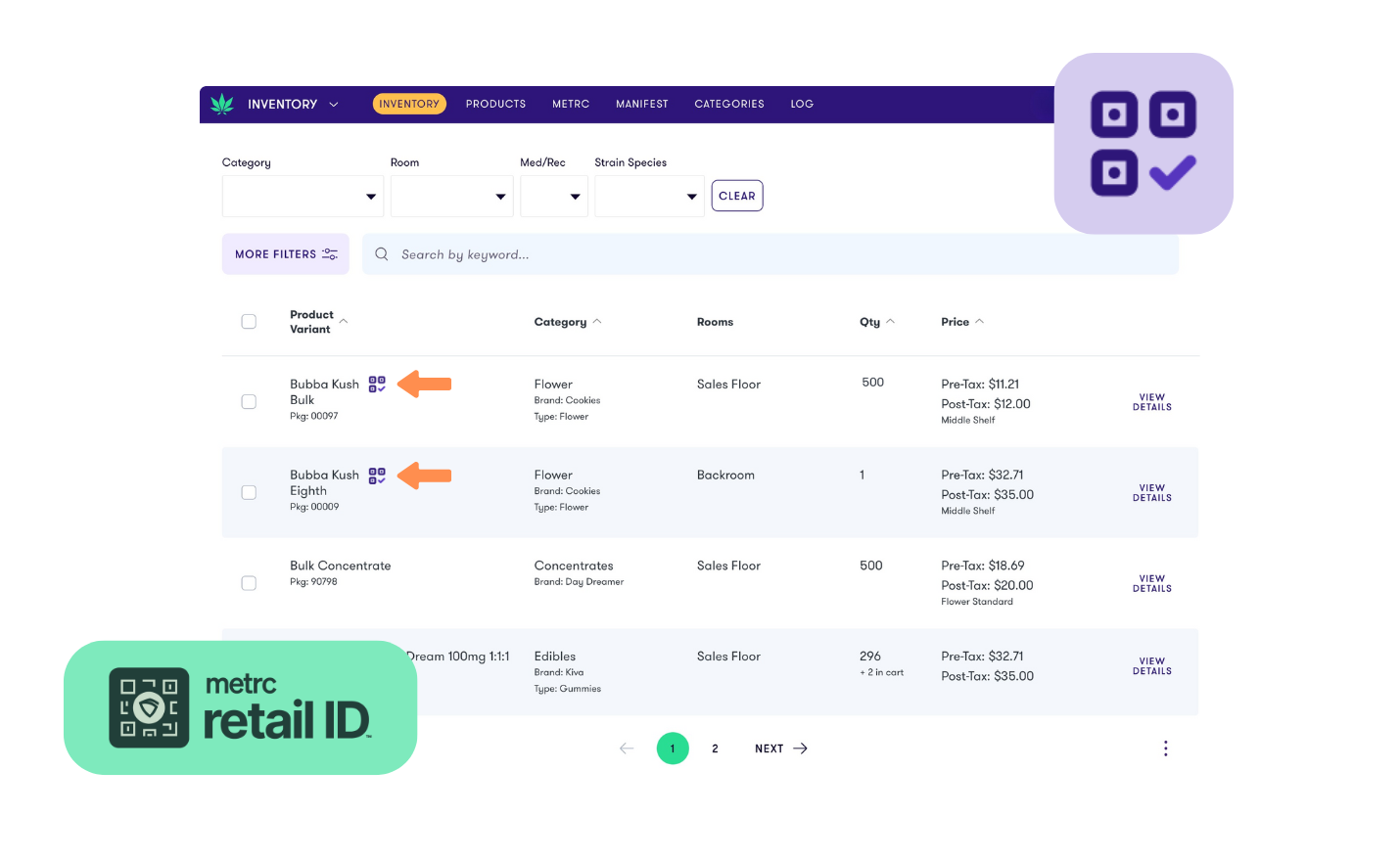 Metrc Retail ID Icon | Flowhub Release Notes
