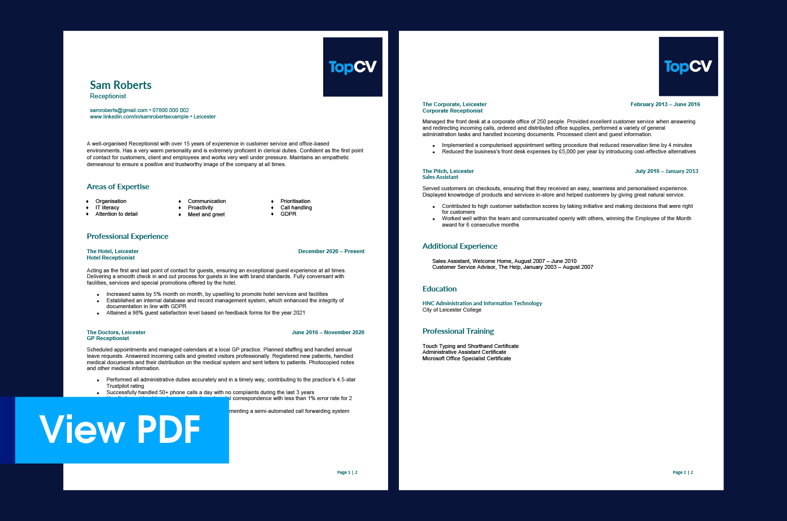 How to write a Receptionist CV | TopCV