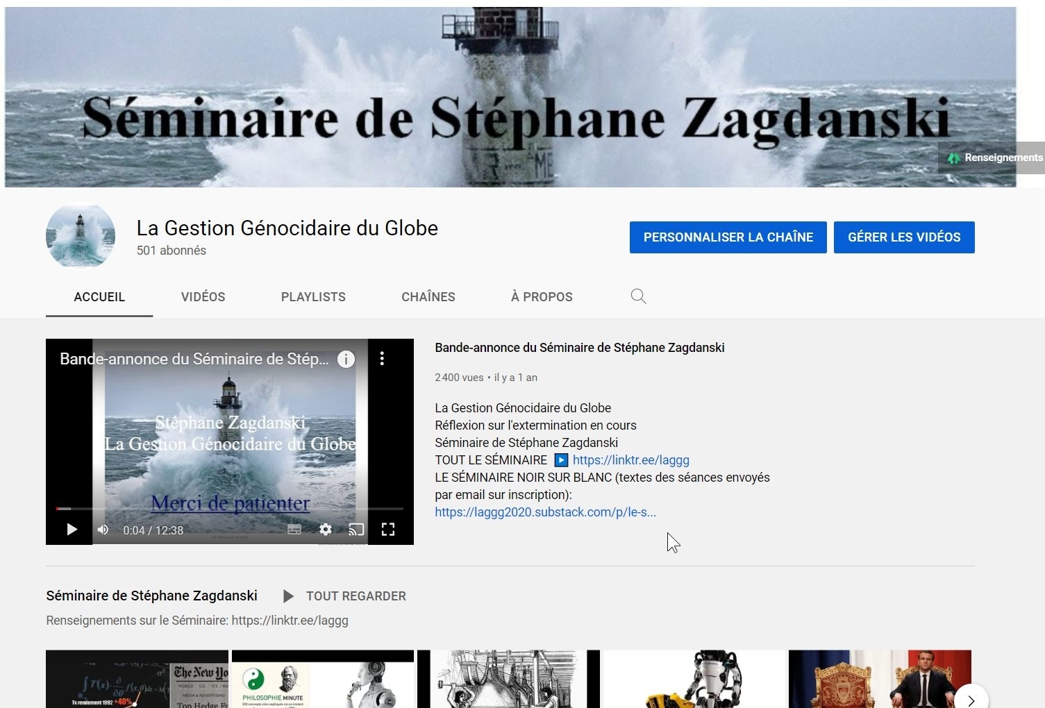 La Gestion Génocidaire du Globe, Séminaire de Stéphane Zagdanski - Numéro #28