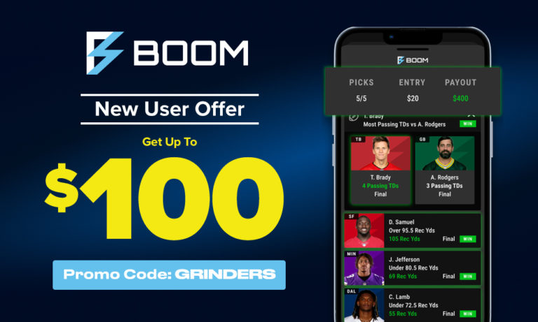 Boom Fantasy Promo Code GRINDERS to Play $5, Get $55 (May 2026)