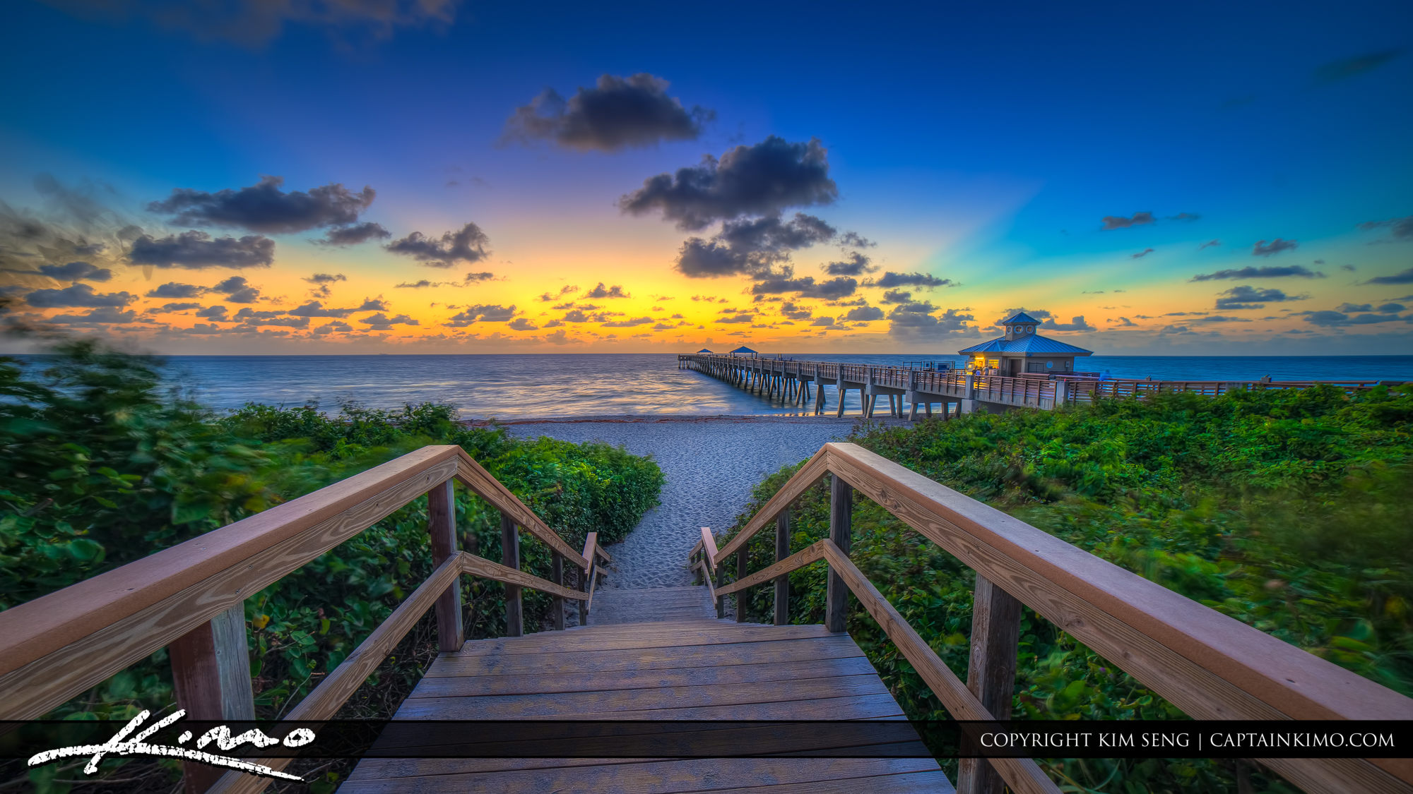 Juno Beach Before Sunrise at the Fishing Pier | Royal Stock Photo