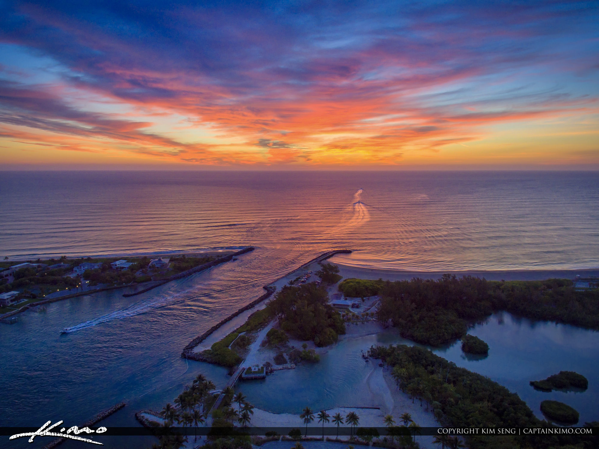 Jupiter Inlet Aerial Sunrise Dubois Park | Royal Stock Photo
