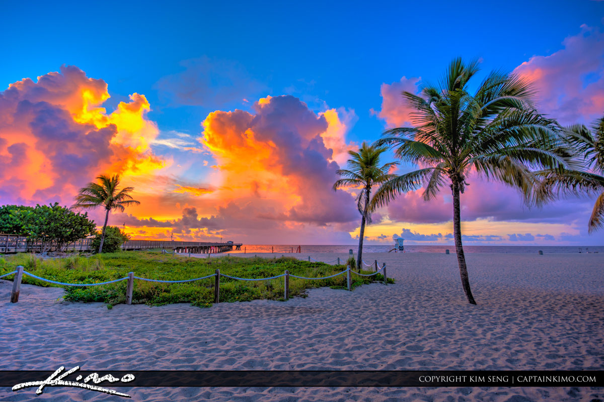 Pompano Beach Pier Colors OVer Pier | Royal Stock Photo