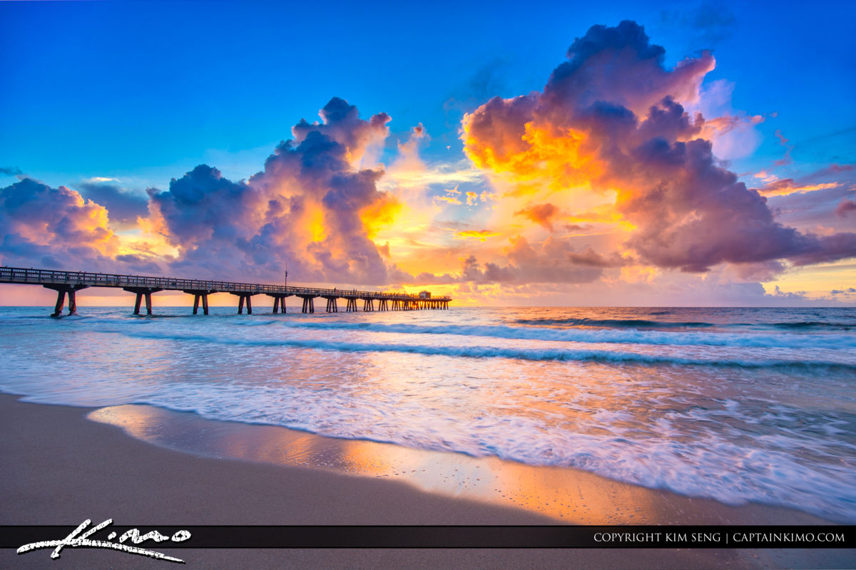 Pompano Beach Pier Along the Ocean Sunrise | Royal Stock Photo