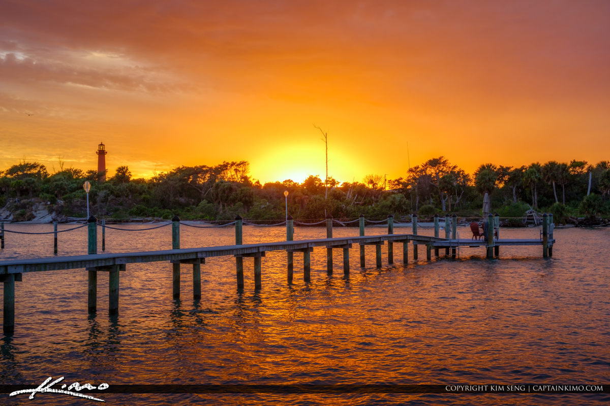 Jupiter Florida Sunset Lighthouse Waterway Dock Lighthouse | Royal ...