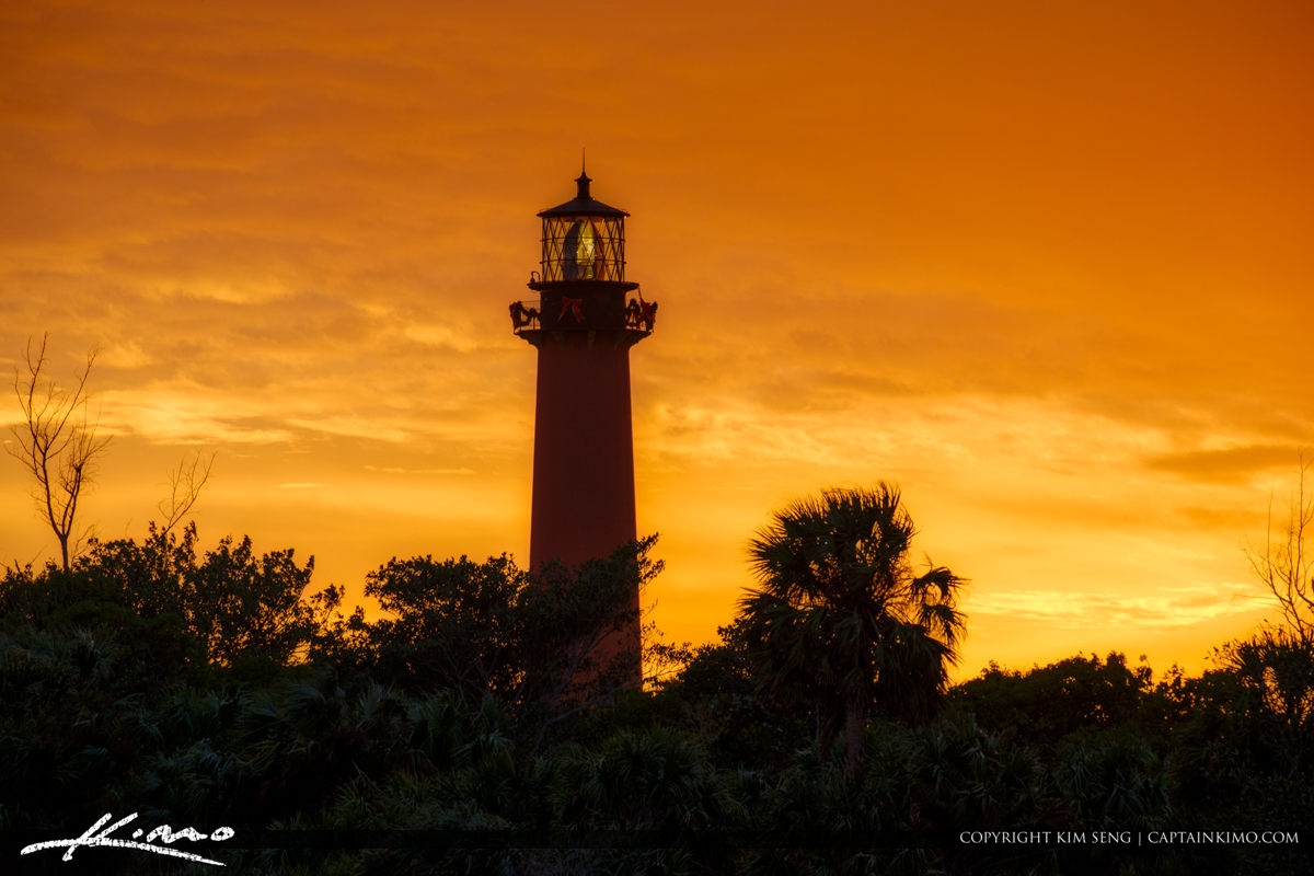 Jupiter Lighthouse Sunset Up Close from Marina | Royal Stock Photo