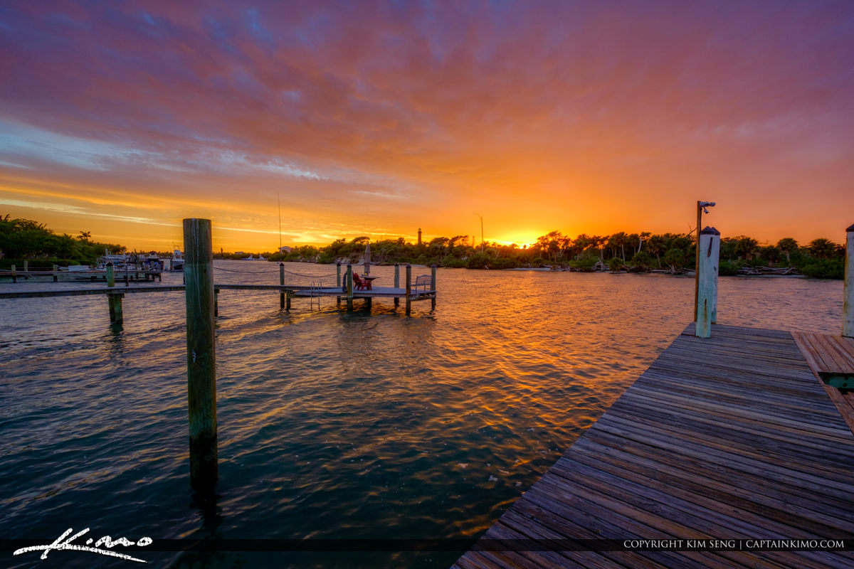 Jupiter Lighthouse Florida Sunset Waterway Marina from Dock | Royal ...