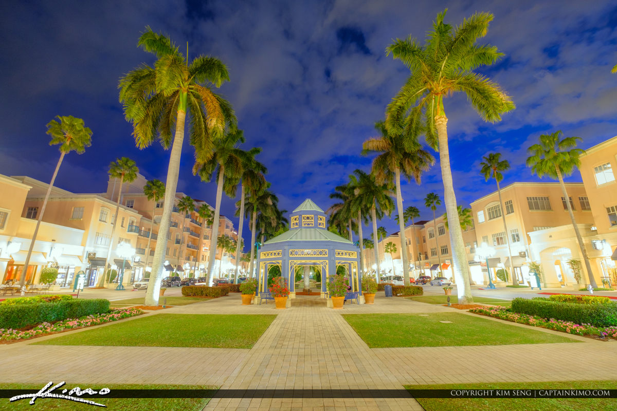 Mizner Park Downtown Night Life Boca Raton Florida | Royal Stock Photo