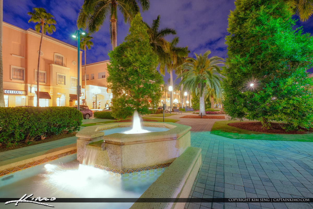 Mizner Park Downtown Night Life Boca Raton Florida | Royal Stock Photo