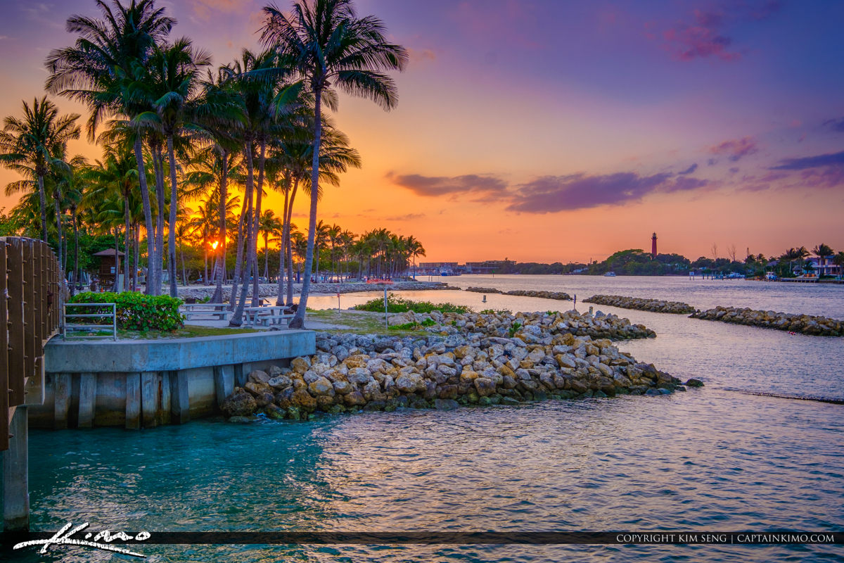 Jupiter Beach Park Sunset at Dubois along the Inlet | Royal Stock Photo